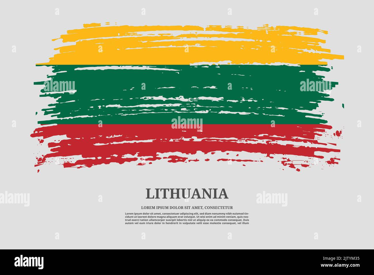 Lithuania flag with brush stroke effect and information text poster ...