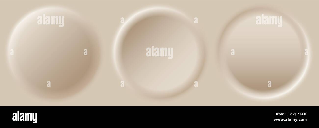 Set of 3D badges golden or brown embossed circles frames shapes ...