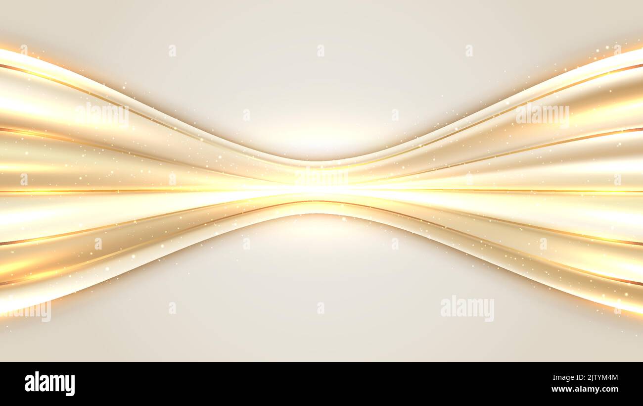 Abstract luxury 3D golden wave lines with lighting effect decoration ...