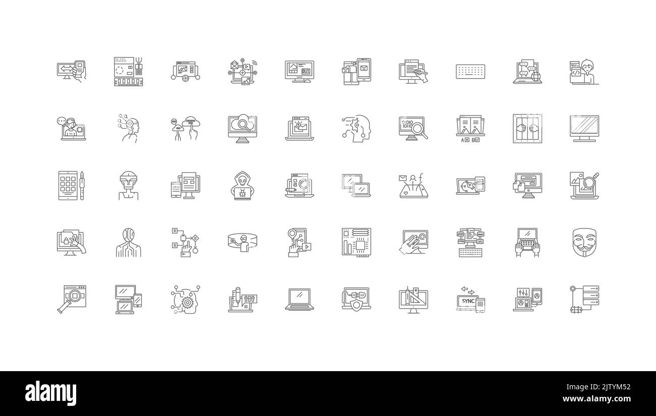 Geek Nerds Concept Illustration Linear Icons Line Signs Set Vector Collection Stock Vector