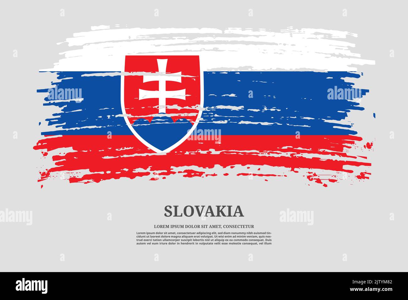Slovakia flag with brush stroke effect and information text poster ...