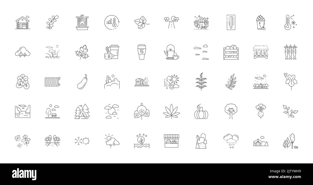 Autumn ideas, linear icons, line signs set, vector collection Stock ...