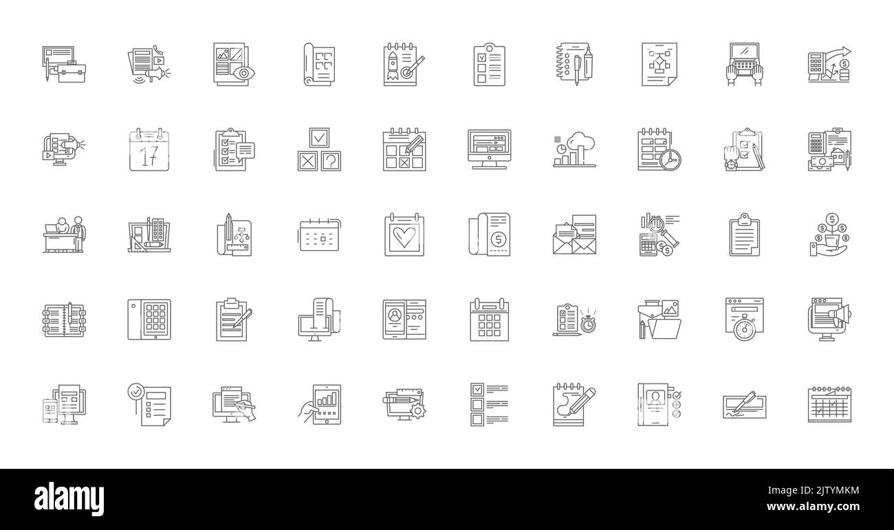 Calendar ideas, linear icons, line signs set, vector collection Stock ...