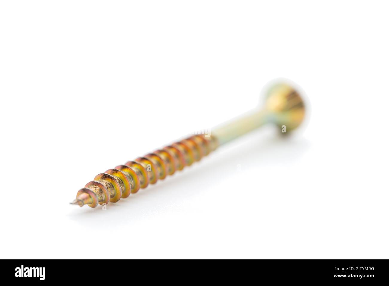 Screws in a close up, wood screws, white background, cropped image ...