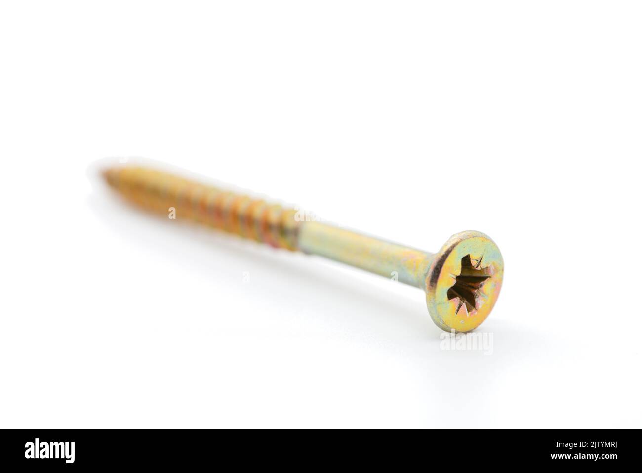 Screws in a close up, wood screws, white background, cropped image ...