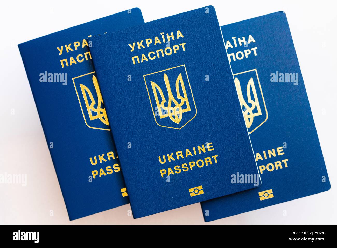 Ukrainian international biometric passport on white background Stock ...
