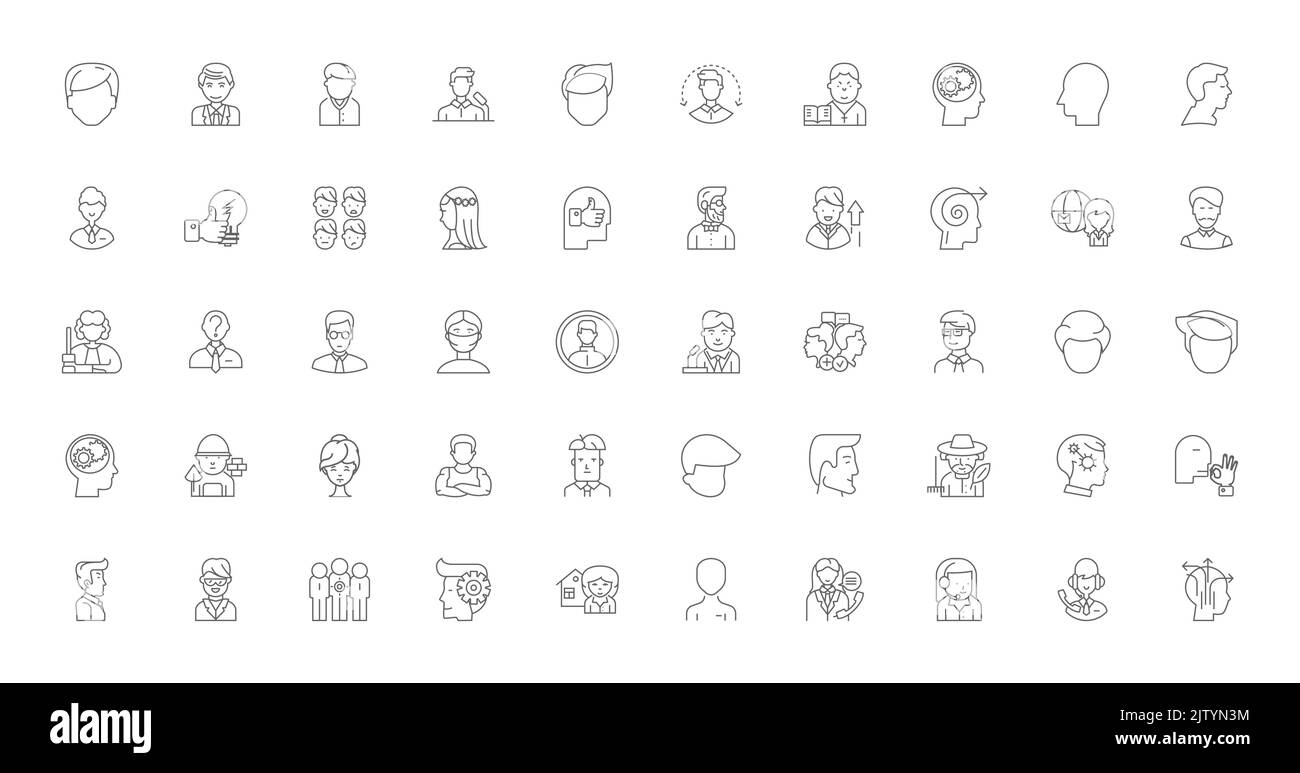 Avatars concept illustration, linear icons, line signs set, vector collection Stock Vector Image ...