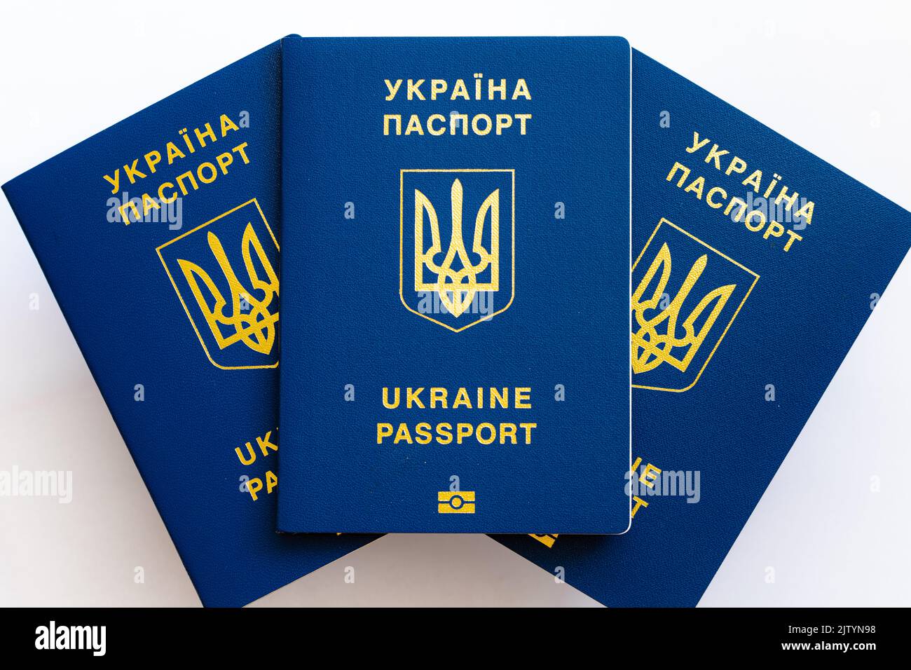 Ukrainian international biometric passport on white background Stock ...