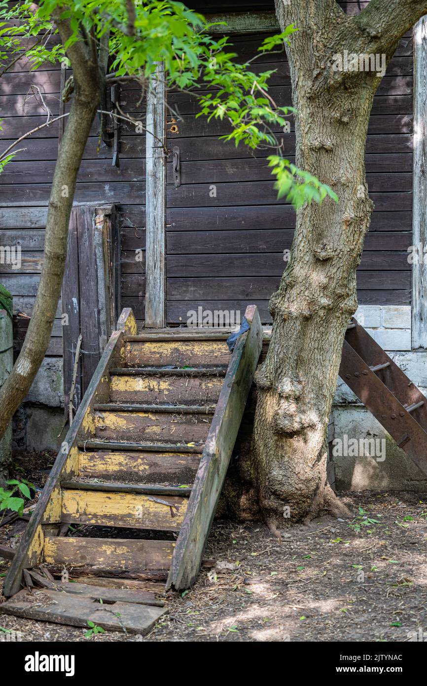 Old wooden staircase hi-res stock photography and images - Alamy