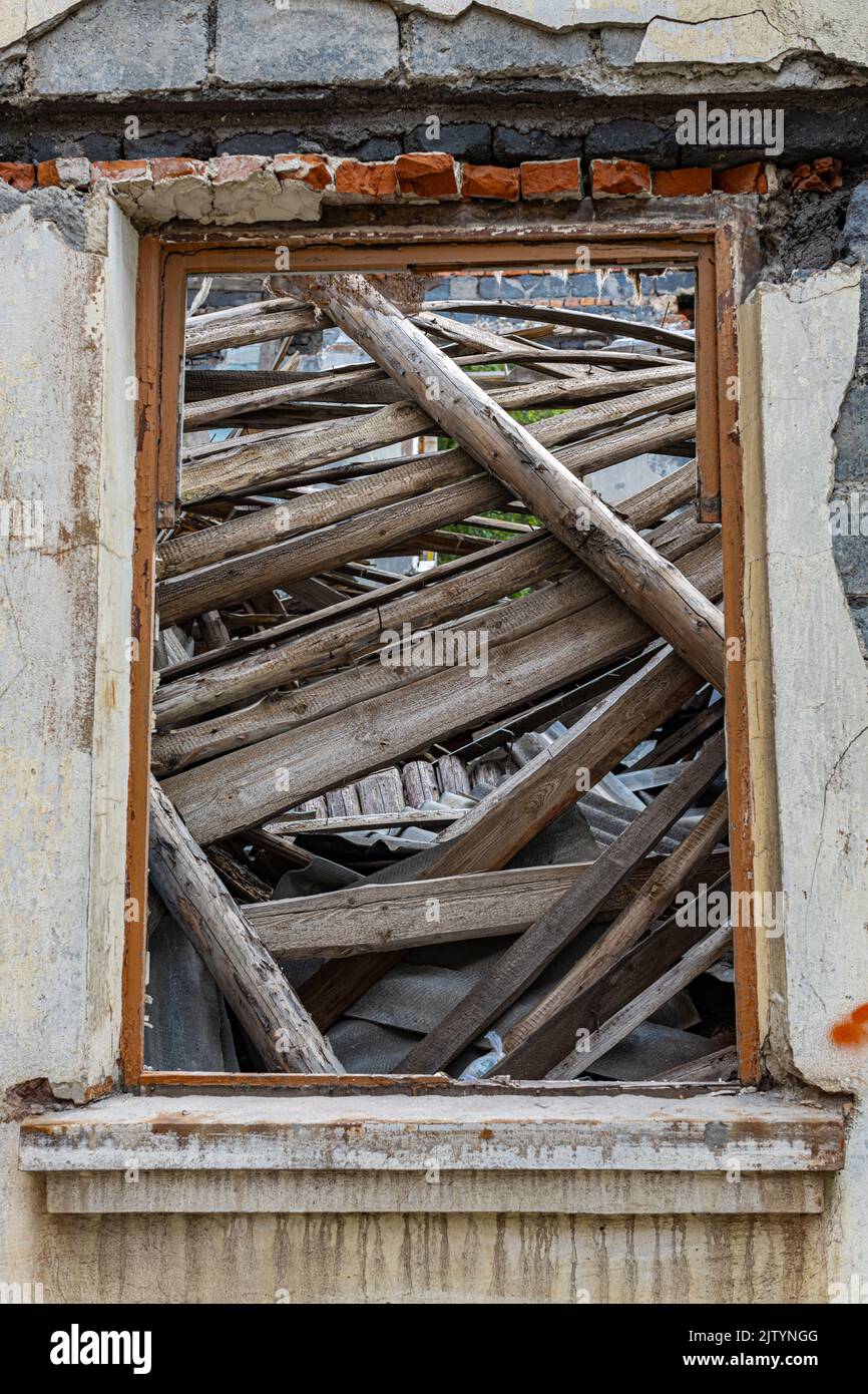 window opening in a ruined old house Stock Photo - Alamy