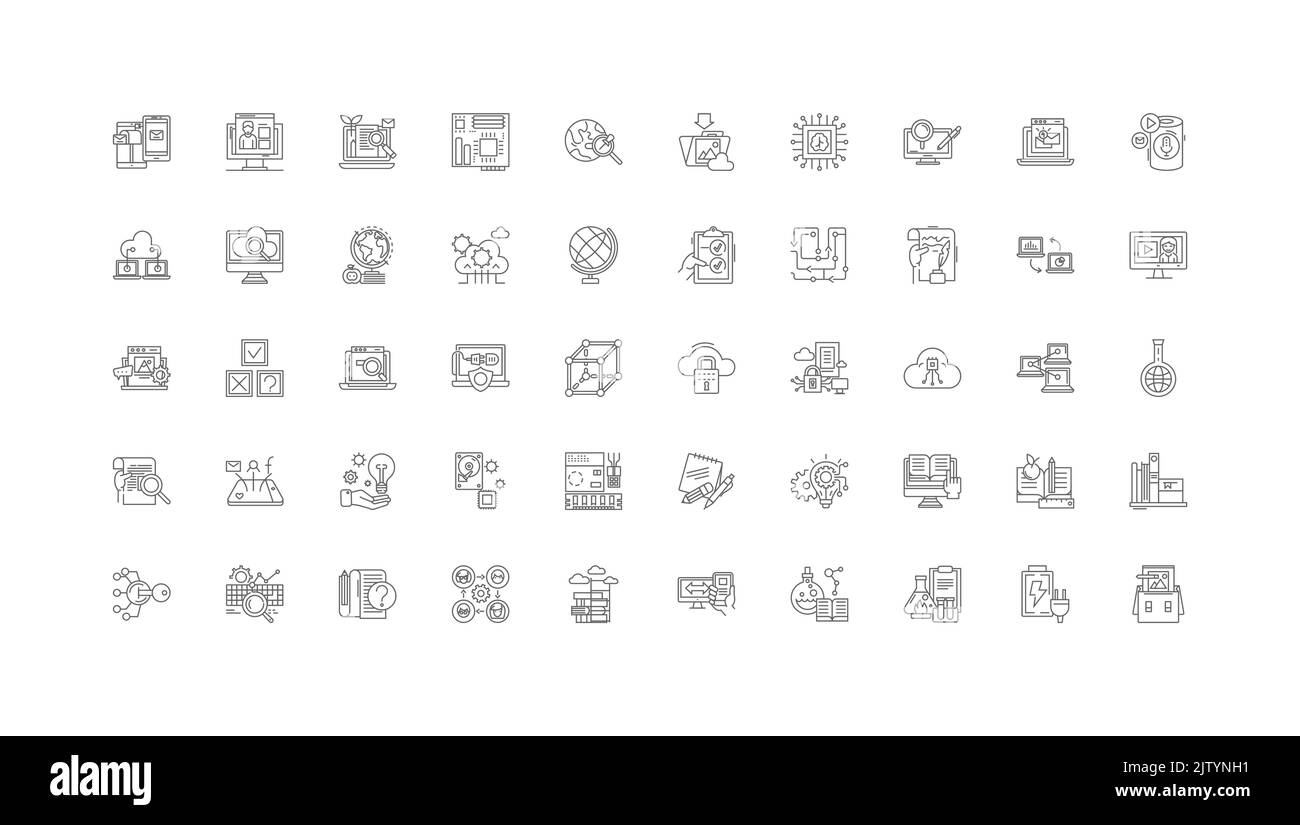 Efficiency concept illustration, linear icons, line signs set, vector ...