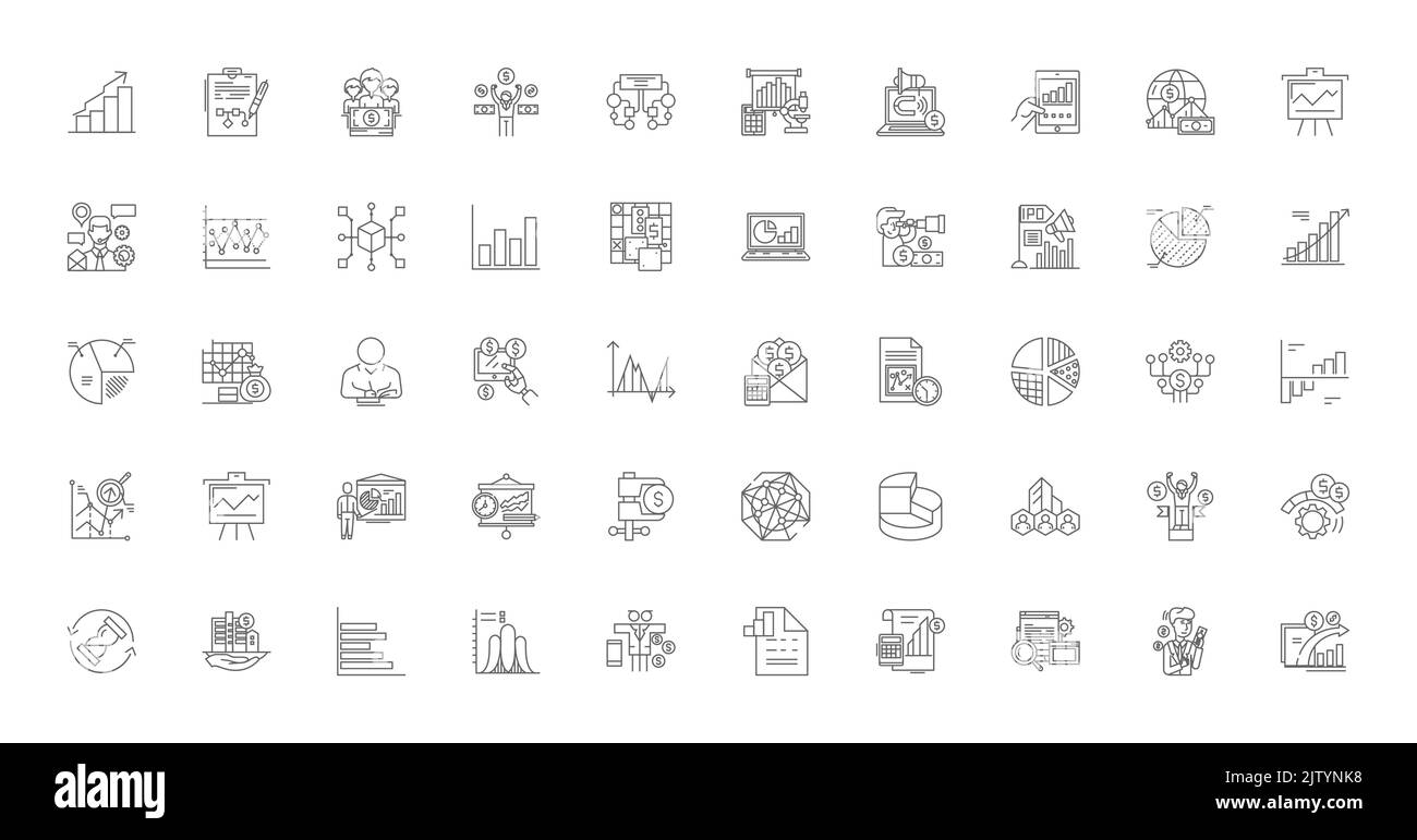 Assessment concept illustration, linear icons, line signs set, vector ...