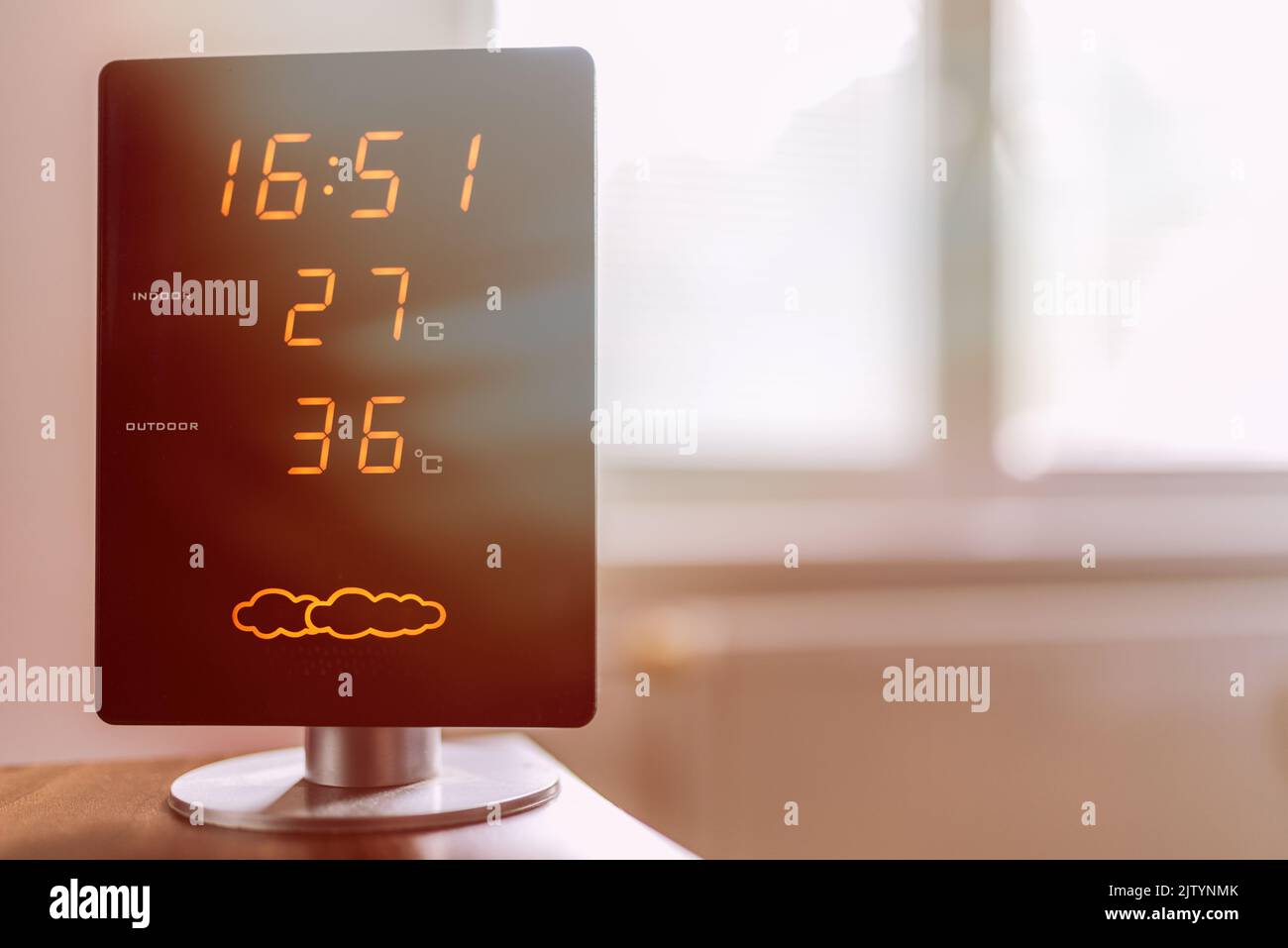 Display of home meteo station showing high interior and exterior ...