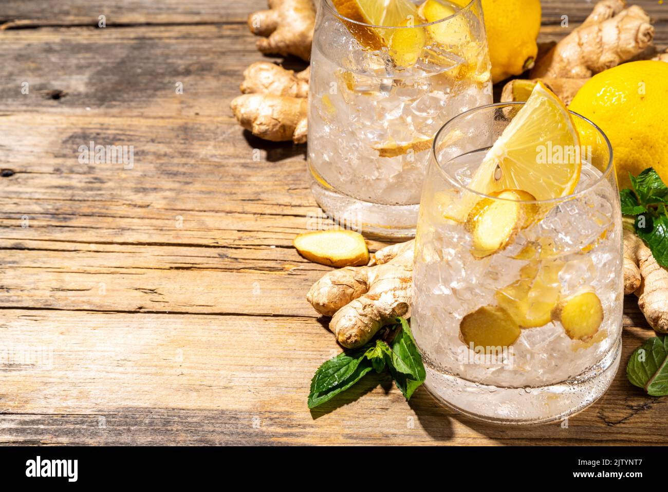 Refreshment Ginger Ale cocktail, Kombucha or Lemon Ginger iced lemonade ...