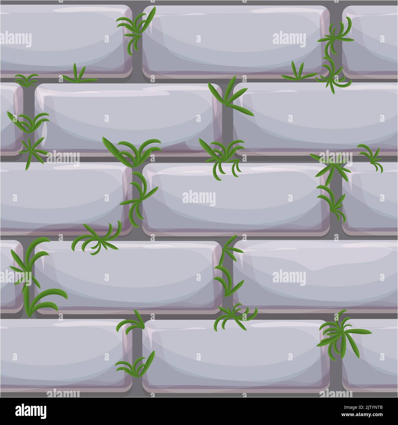 Stone wall from bricks, rock wall with grass game background in cartoon ...