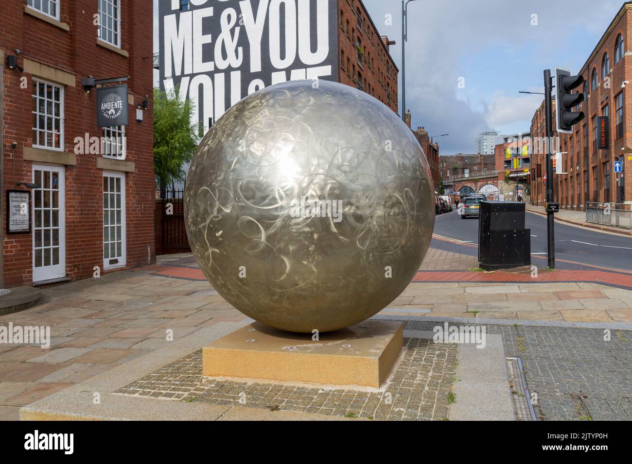 Sphere Statue in The Calls area of Leeds, West Yorkshire, UK Stock ...