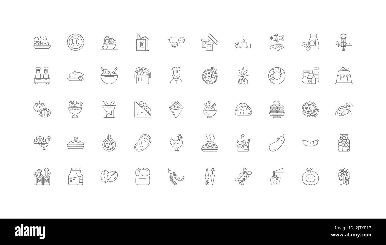 Gastronomy ideas, linear icons, line signs set, vector collection Stock ... Gastronomy ideas, linear icons, line signs set, vector collection Stock ...