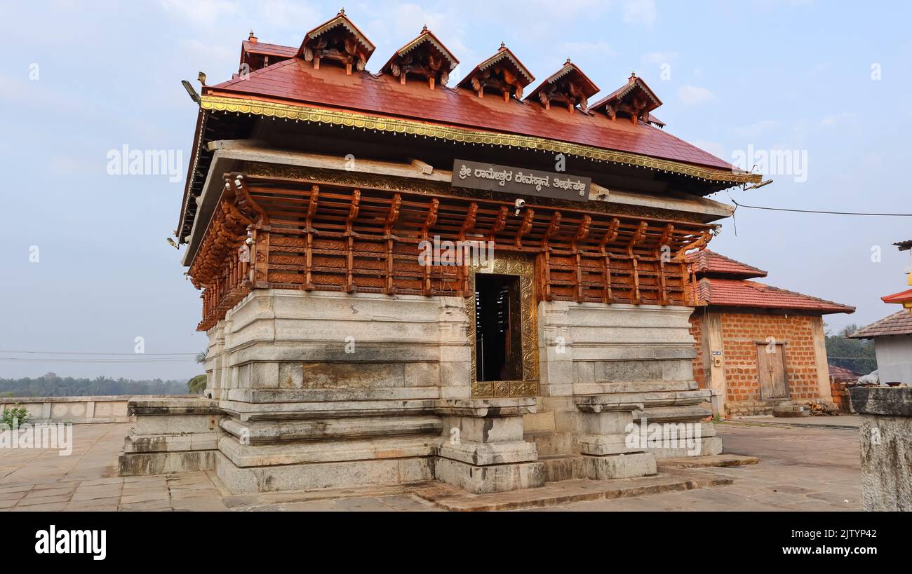 The Kerala Style Shri Rameshwara Temple, Located in the Bank of Tunga ...