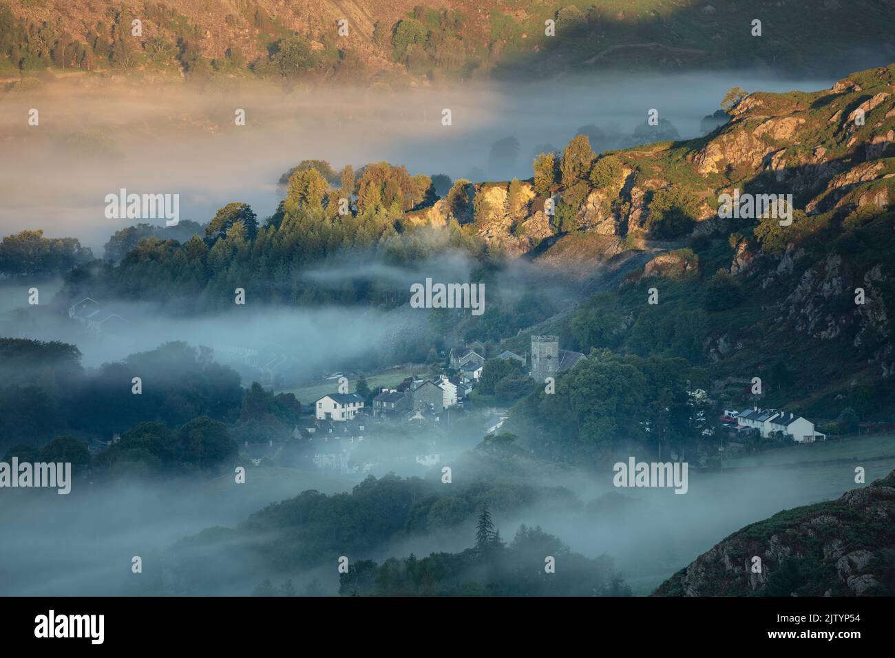 Village of Chapel Stile, Great Langdale, Lake District National Park ...