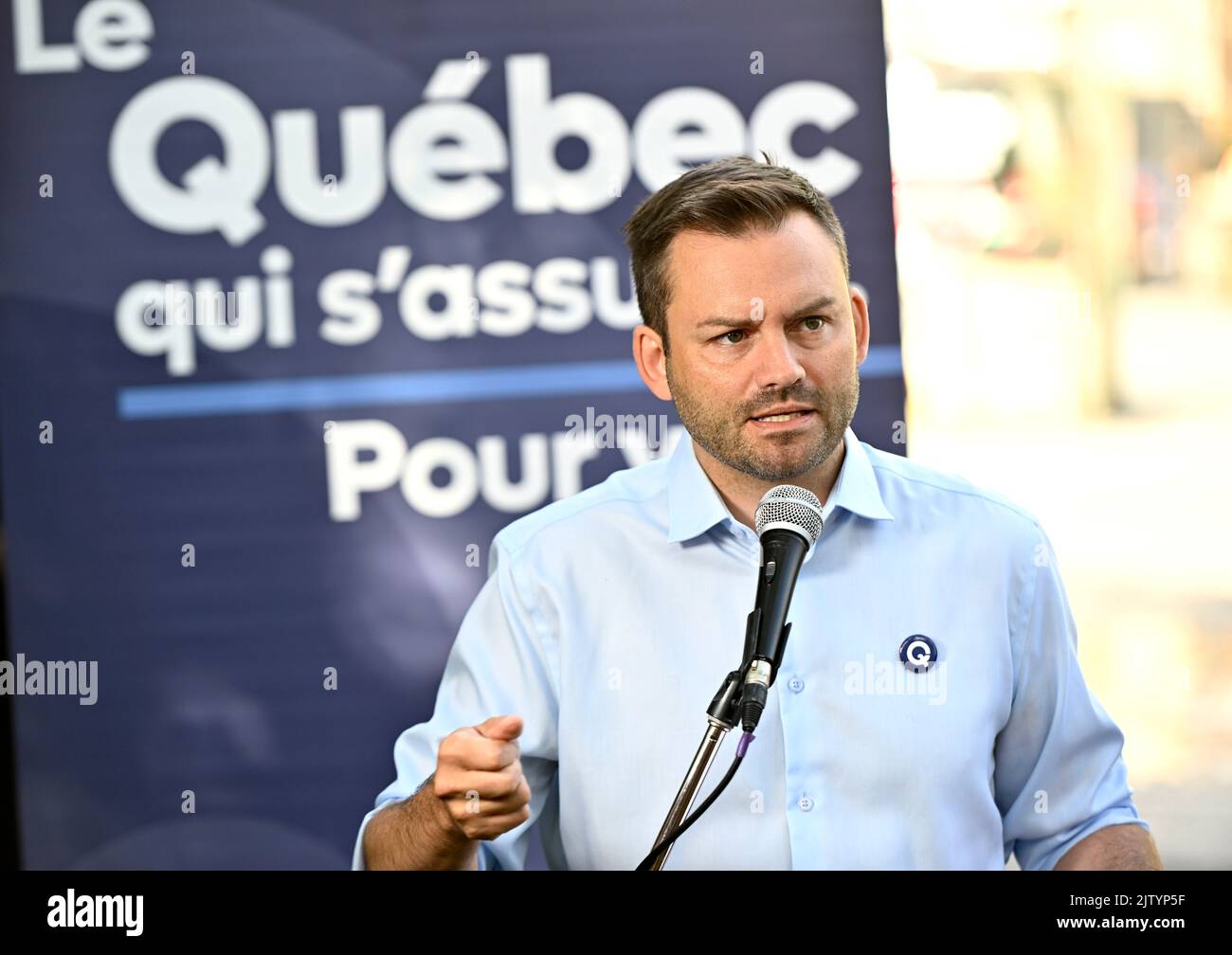 Parti Quebecois leader Paul St-Pierre Plamondon speaks at campaign ...