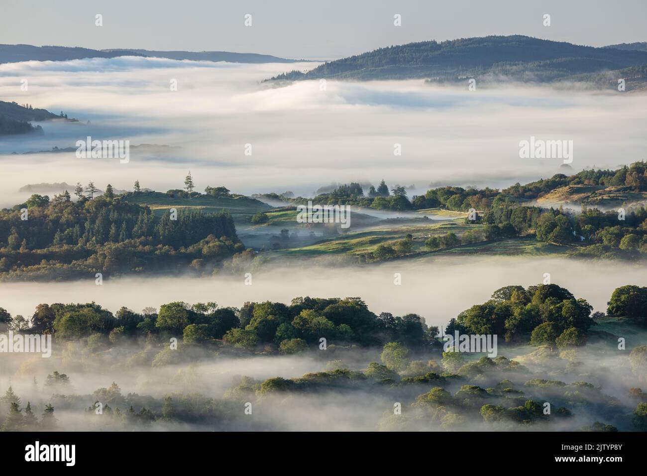 Misty View from Loughrigg Fell, Lake District National Park, Cumbria ...