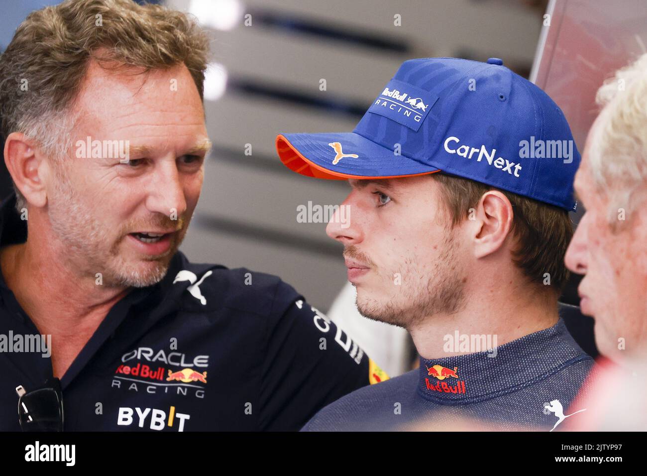 Zandvoort, Netherlands. 02nd Sep, 2022. ZANDVOORT - Max Verstappen (Red Bull Racing) talks in ...