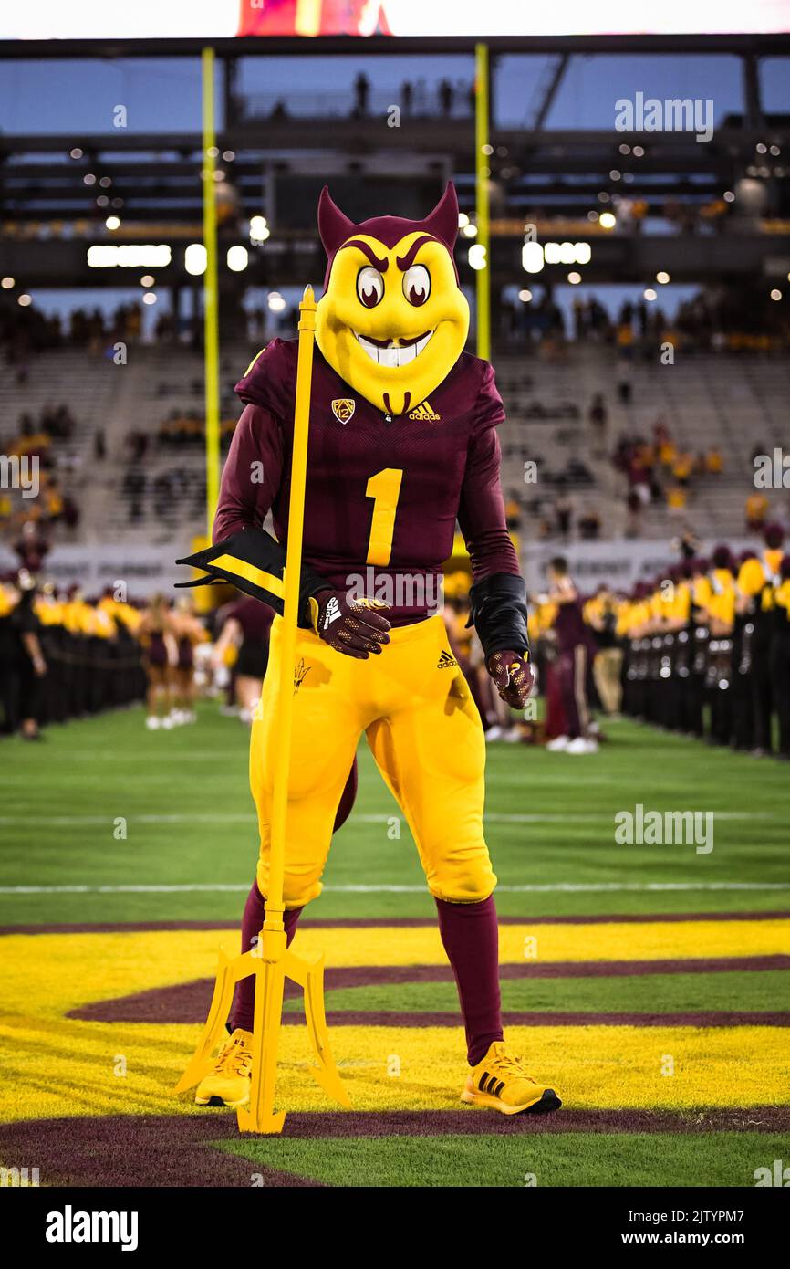 Arizona State mascot Sparky fires up the crowd before an NCAA college ...