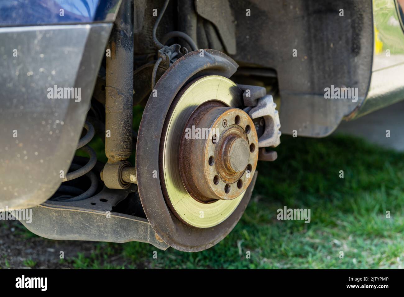 Brake system of an old car in Romania, Targoviste, 2021 Stock Photo - Alamy