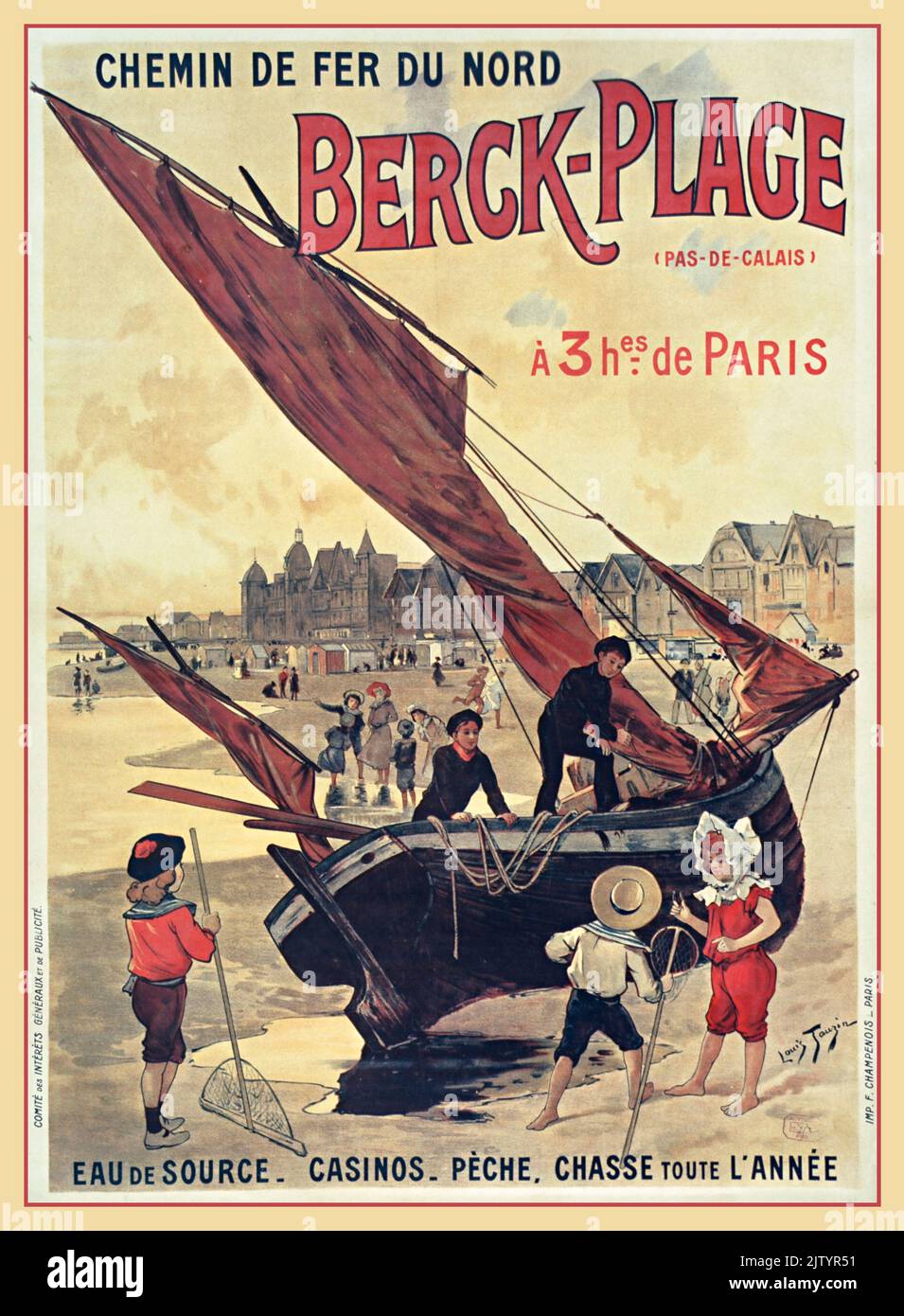 Vintage BERCK-PLAGE French Travel railway poster from the early 1900s ...