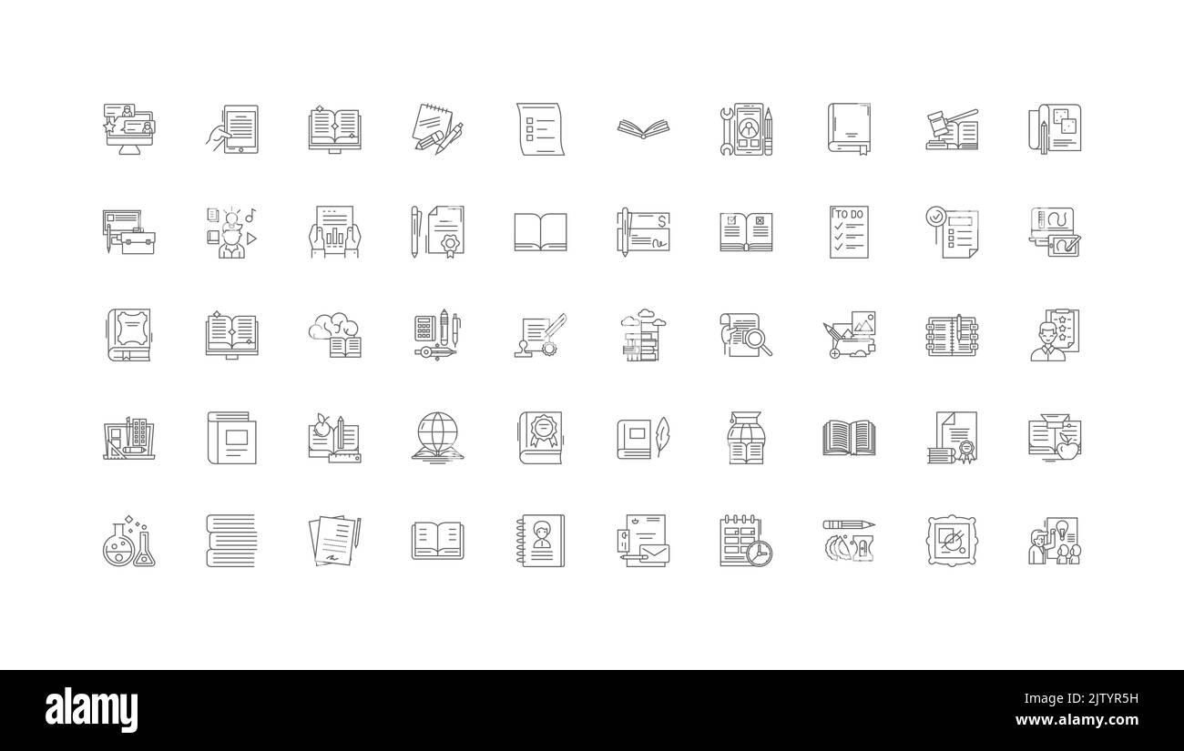 Homework ideas, linear icons, line signs set, vector collection Stock ...
