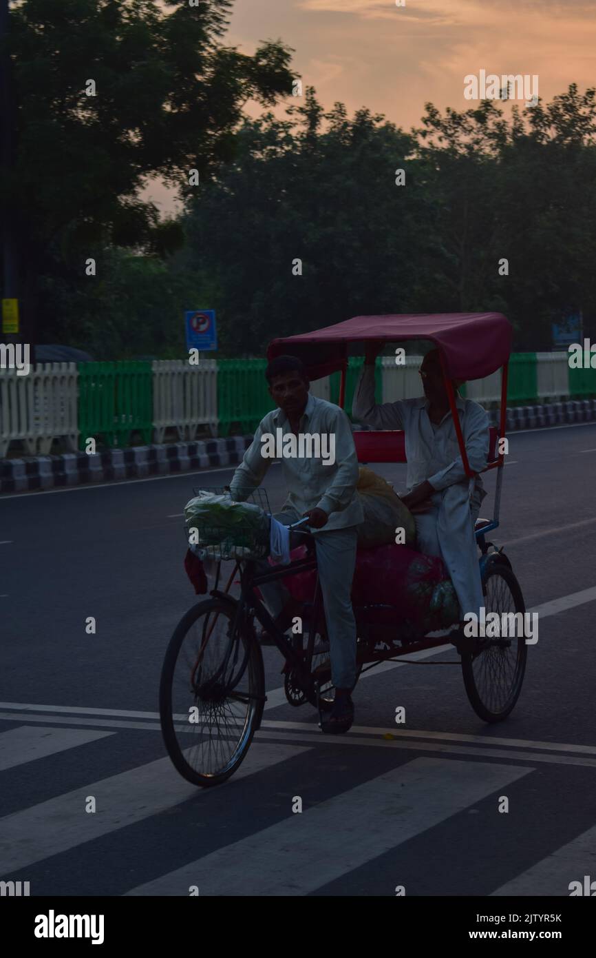 Morning view of a road from new Delhi, India Stock Photo - Alamy