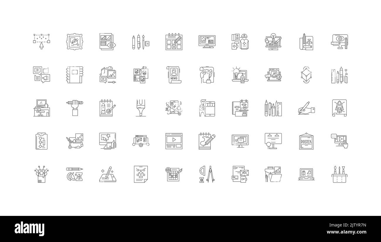 Graphic design ideas, linear icons, line signs set, vector collection ...
