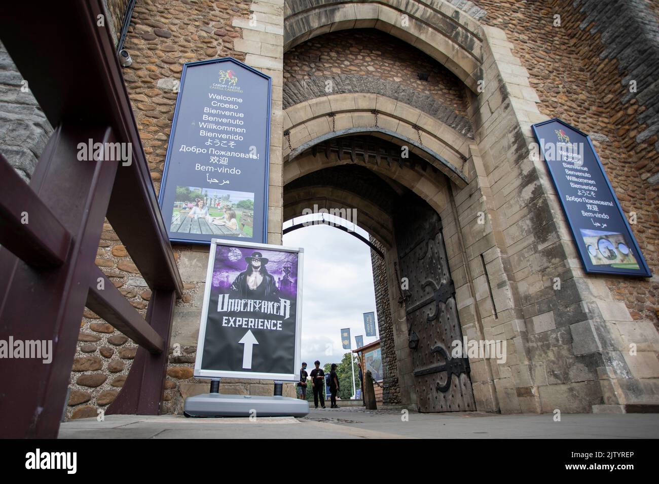 Cardiff, Wales, UK. 2nd Sep, 2022. A poster advertising the Undertaker ...