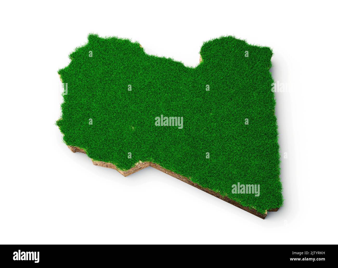 A 3d illustration of Libya Map soil land geology cross section with ...