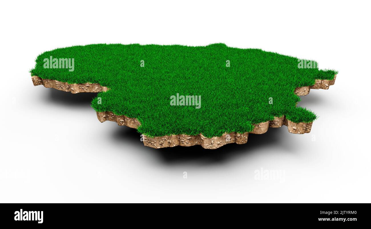 A 3d illustration of Lithuania Map soil land geology cross section with ...