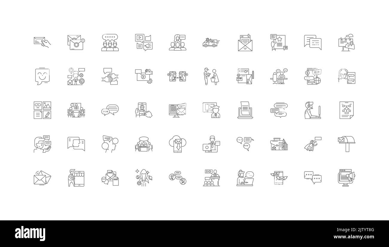 Messaging ideas, linear icons, line signs set, vector collection Stock ...