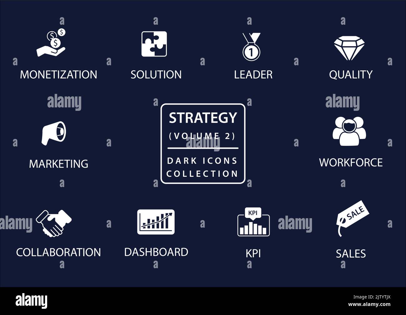 Business strategy vector icon set in flat design and dark mode Stock Vector Image & Art - Alamy