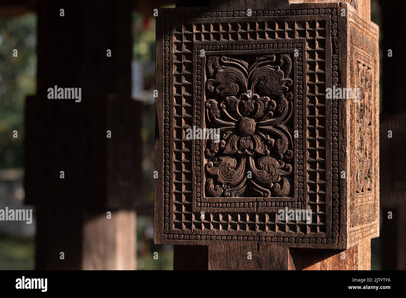 Traditional wood carvings of Embekka Devalaya , Embekka Devalaya was ...