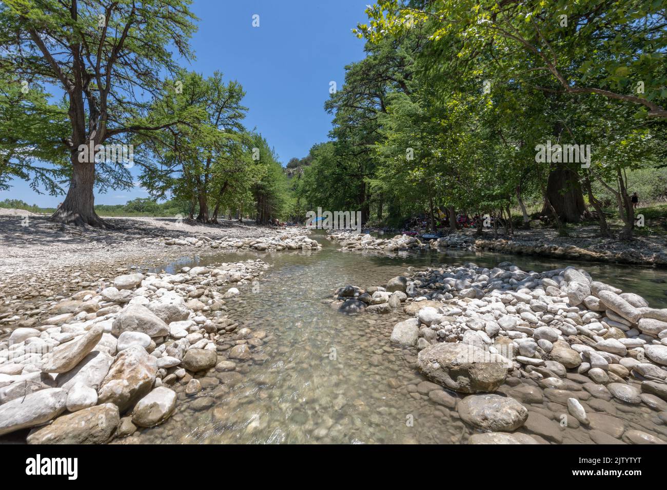Above the water shot of the Frio River during a historically low year ...