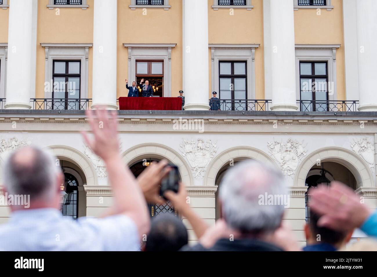 Oslo 20220902.King Harald and Crown Prince Haakon follow HM The King's ...