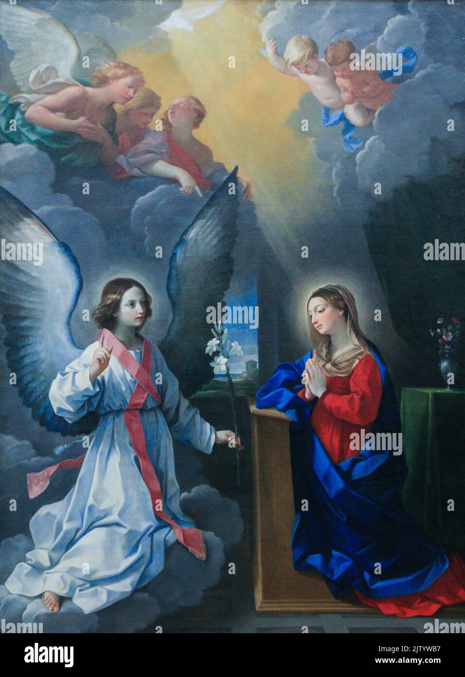 The Annunciation - Baroque style painting by Guido Reni, Louvre Museum, Paris, France - AUG 2019 ...