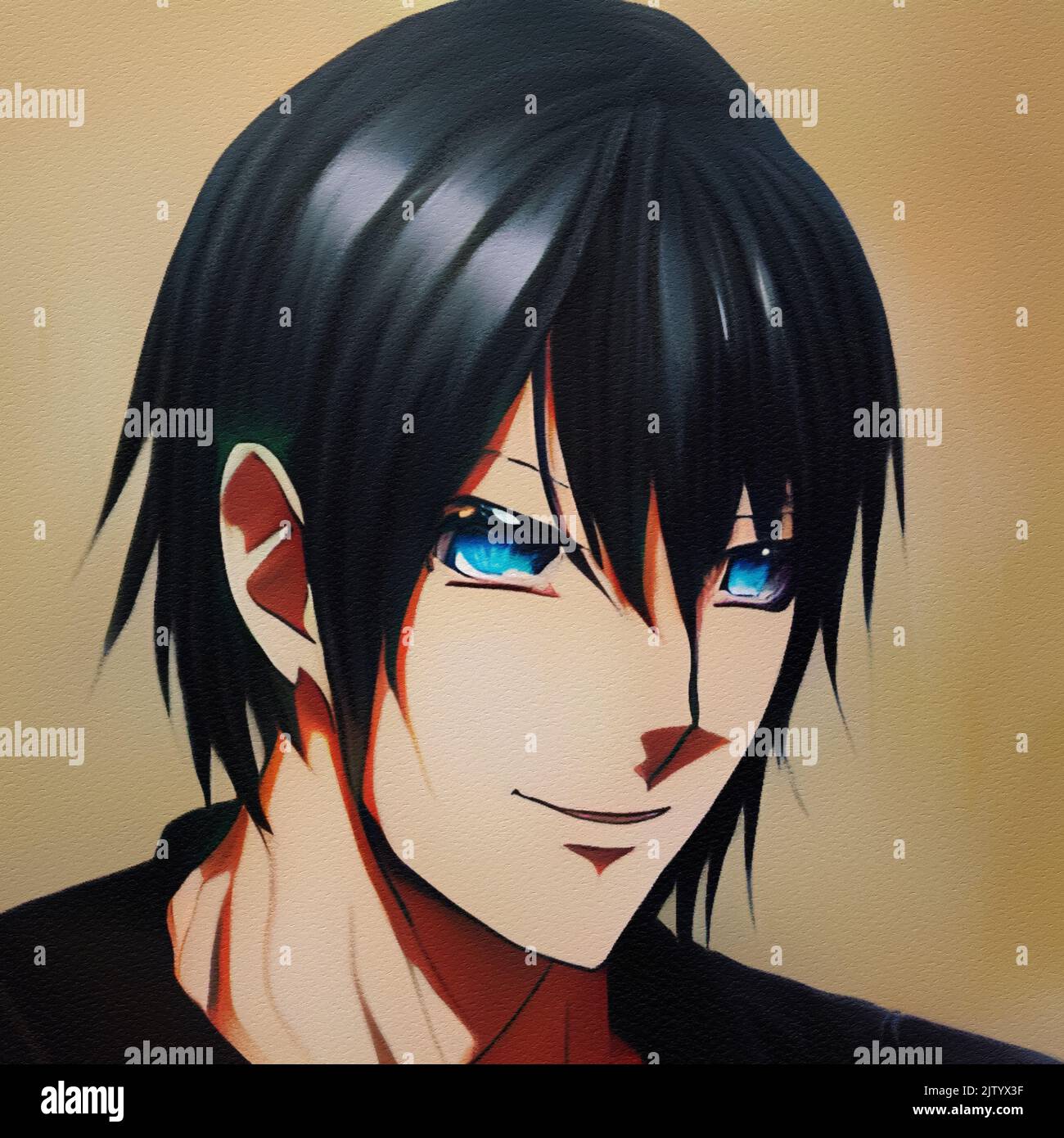 stylish anime boy. oil painting illustration Stock Photo - Alamy