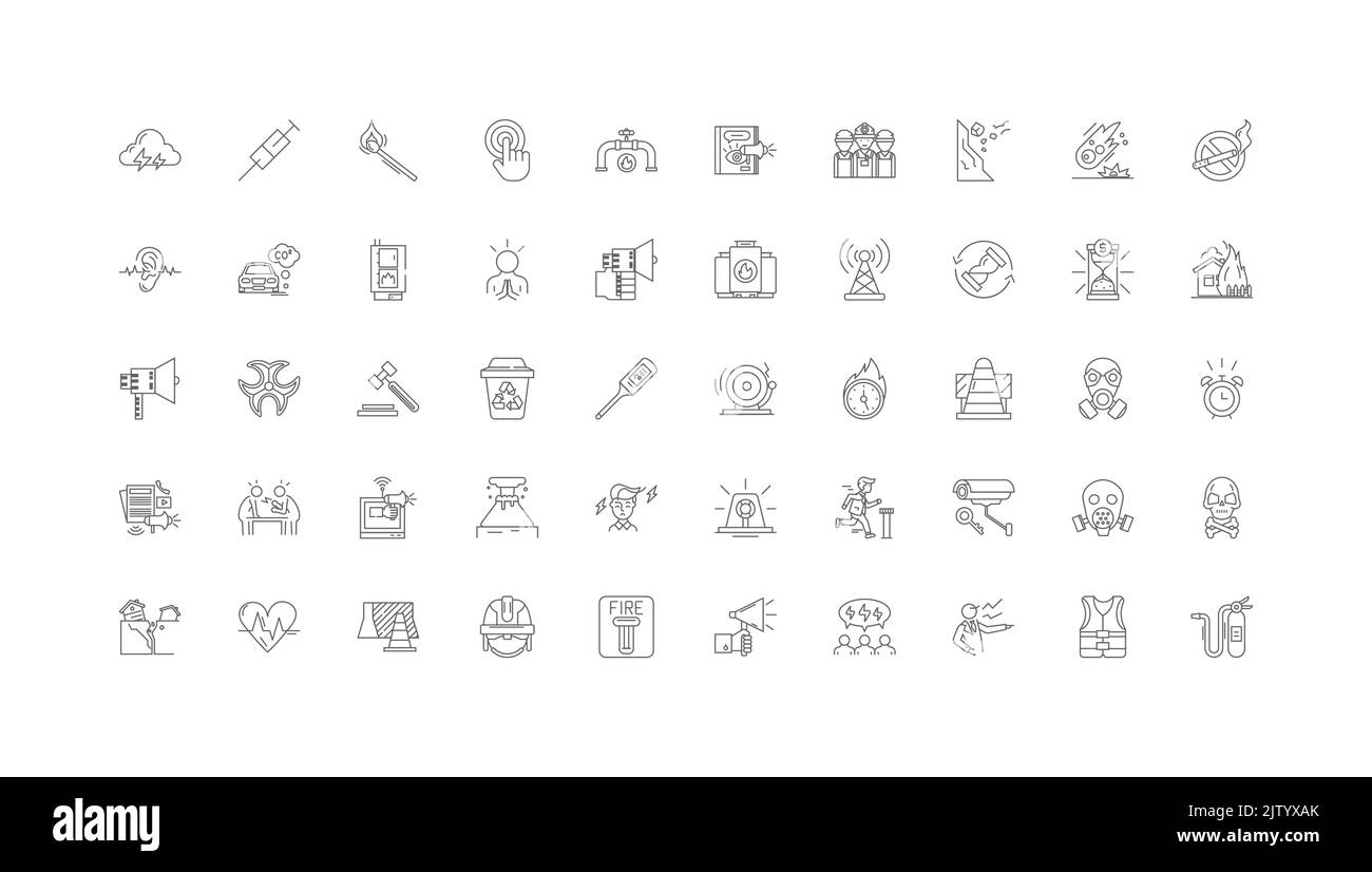 Warning ideas, linear icons, line signs set, vector collection Stock ...