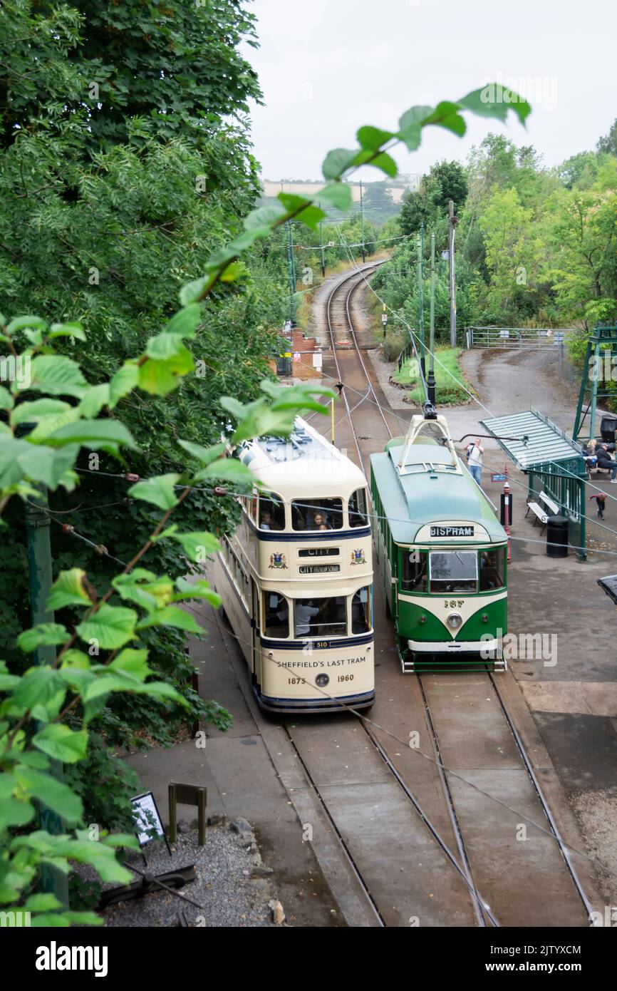 Exhibits at the The National Tramway Museum in Crich Matlock Stock ...