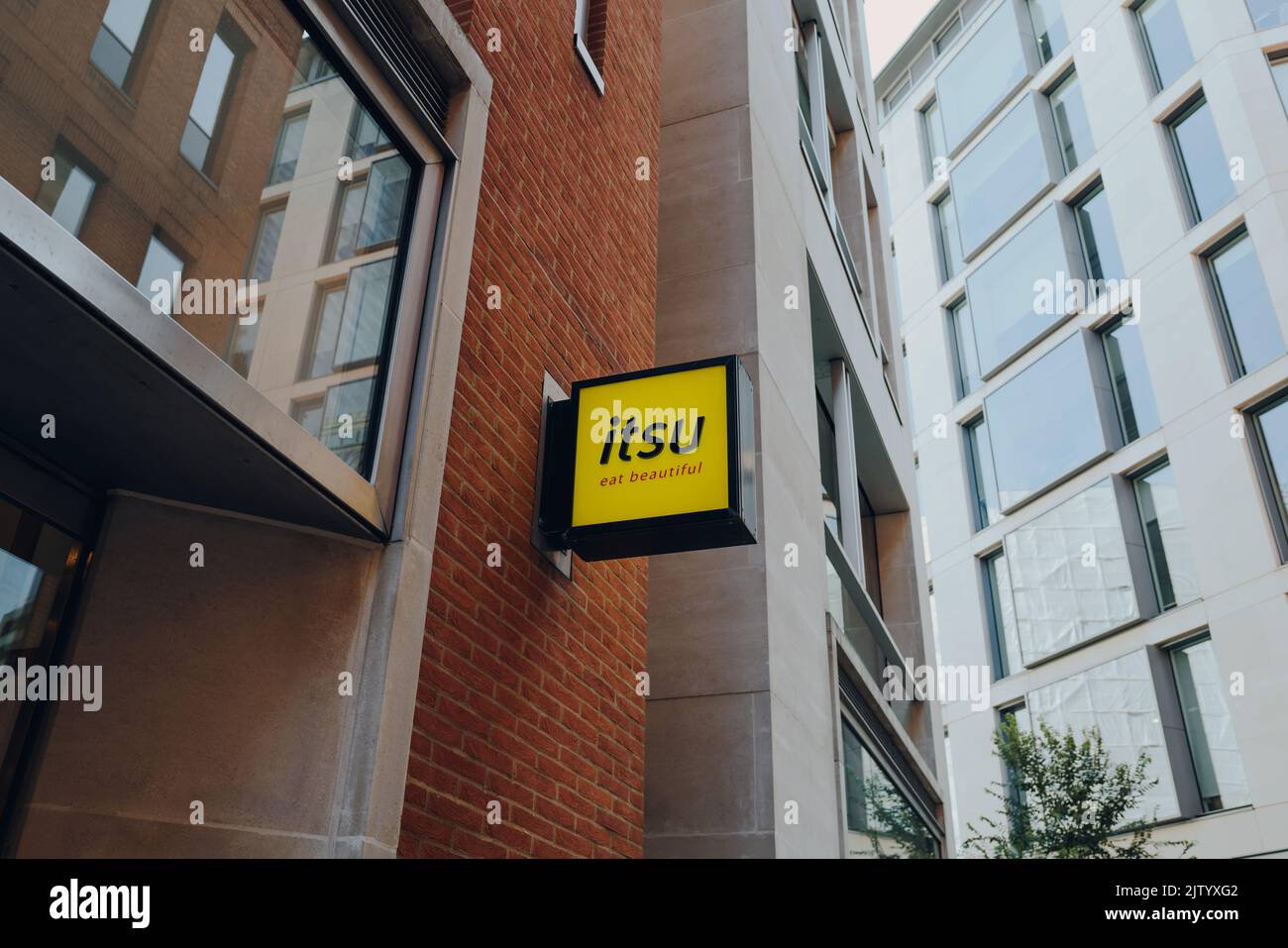 London, UK - August 26, 2022: Sign outside Itsu restaurant in ...