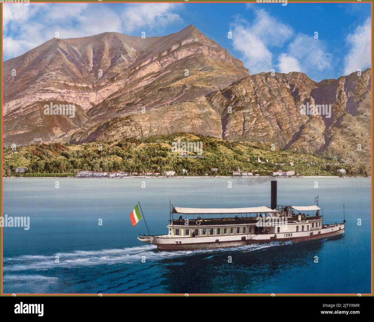 Traditional tourist steam boat named como cruising on lake hi-res stock ...