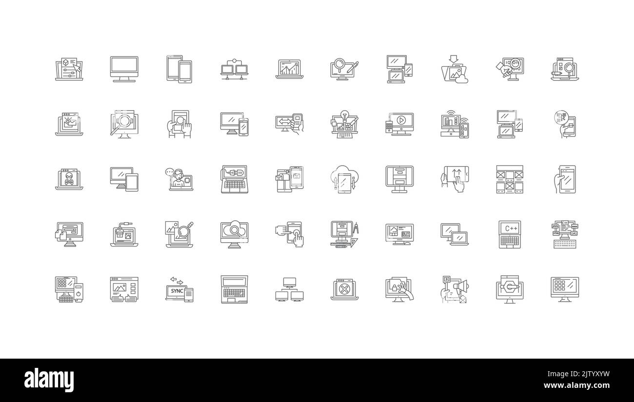 Server icons concept illustration, linear icons, line signs set, vector ... Server icons concept illustration, linear icons, line signs set, vector ...