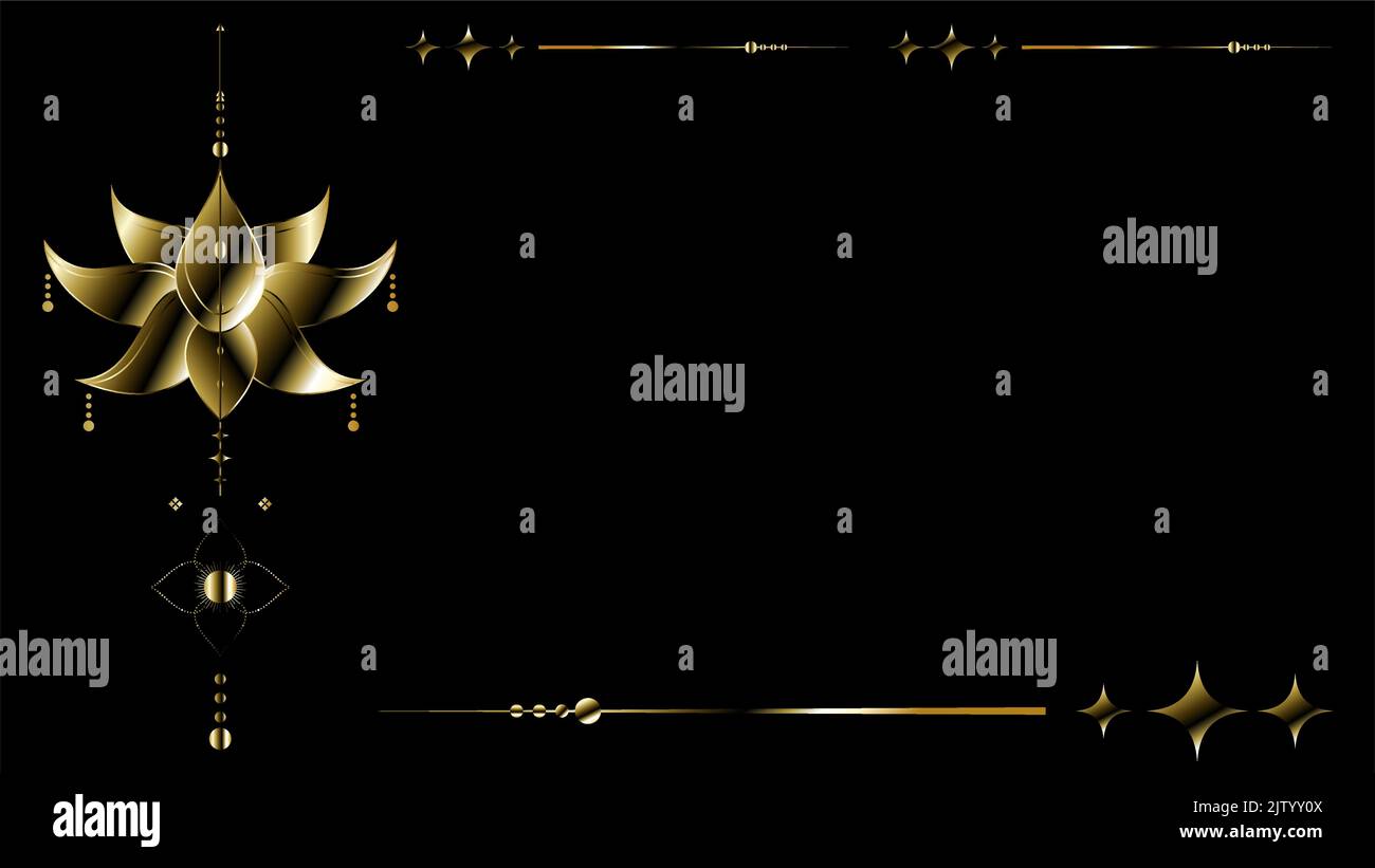 geometric tattoo golden luxury flower lines background card ...