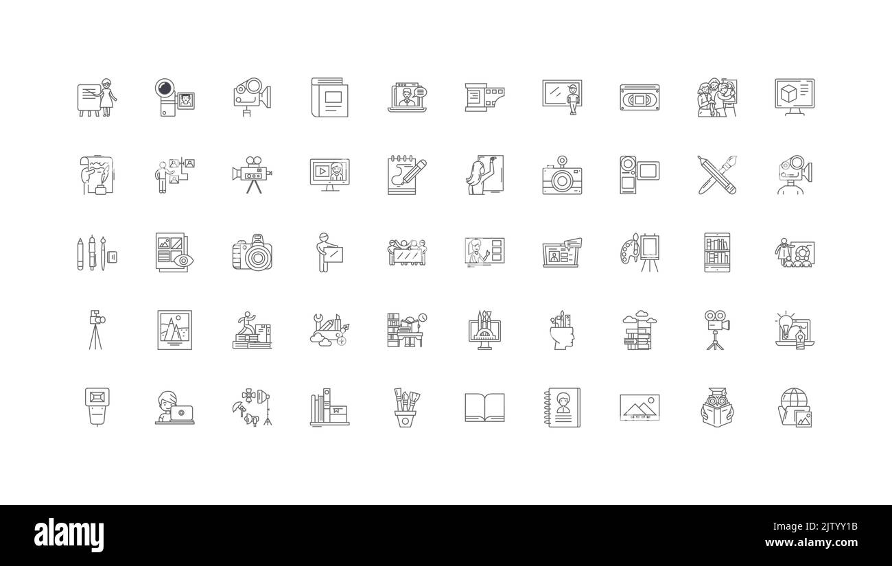 Portfolio ideas, linear icons, line signs set, vector collection Stock ...