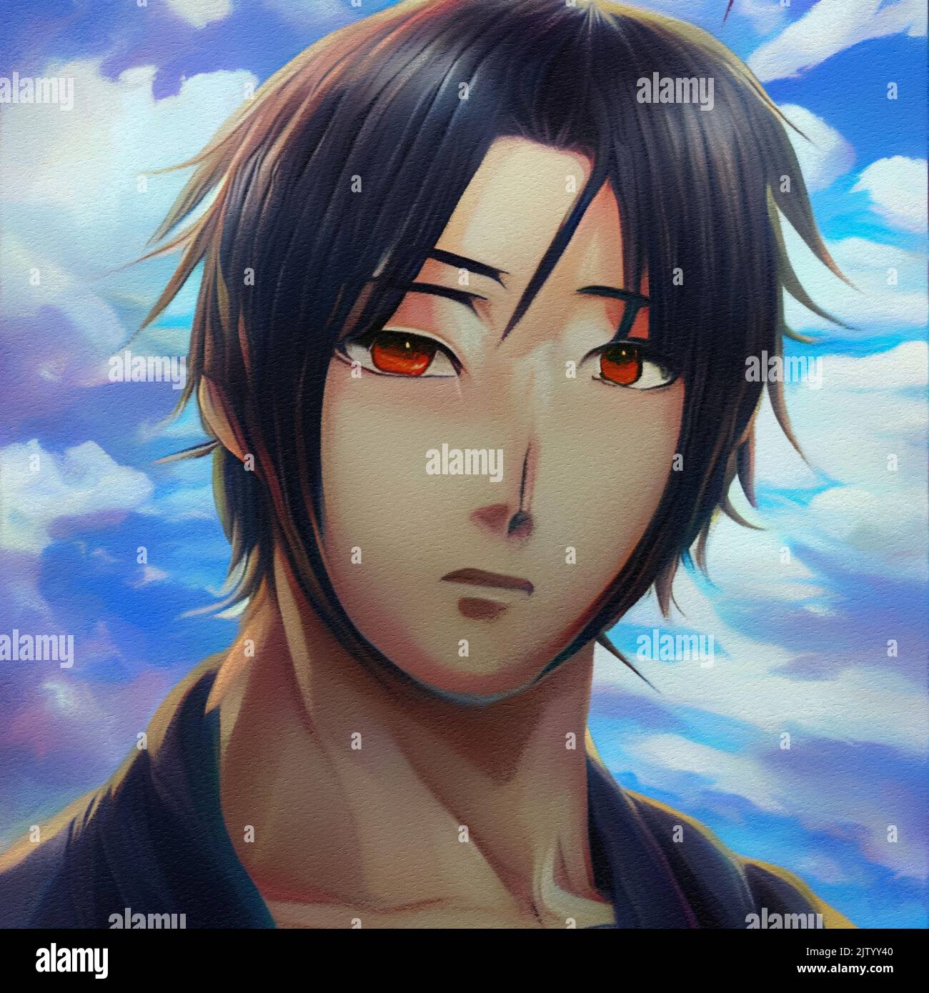 stylish anime boy. oil painting illustration Stock Photo - Alamy